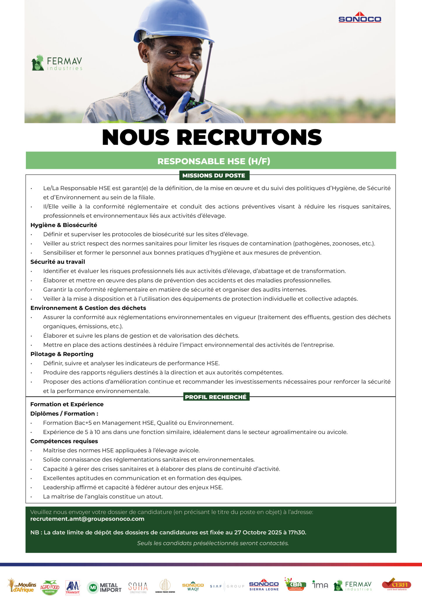 RESPONSABLE HSE (H/F) – SONOCO